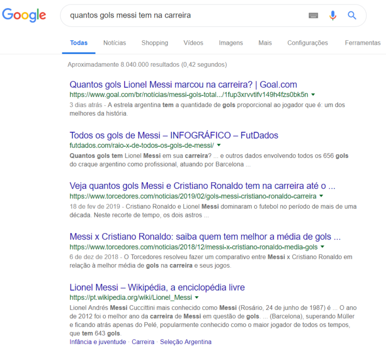 Principais sites de busca na internet